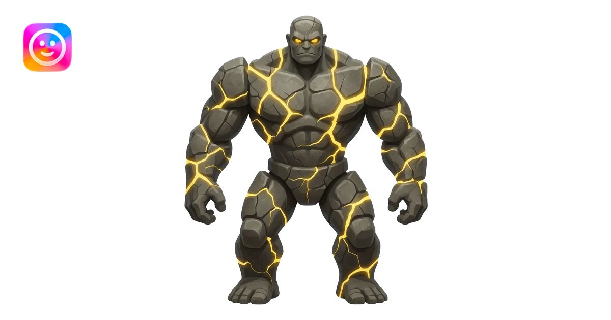 ancient stone golem awakening with glowing cracks emoji | AI Emoji ...