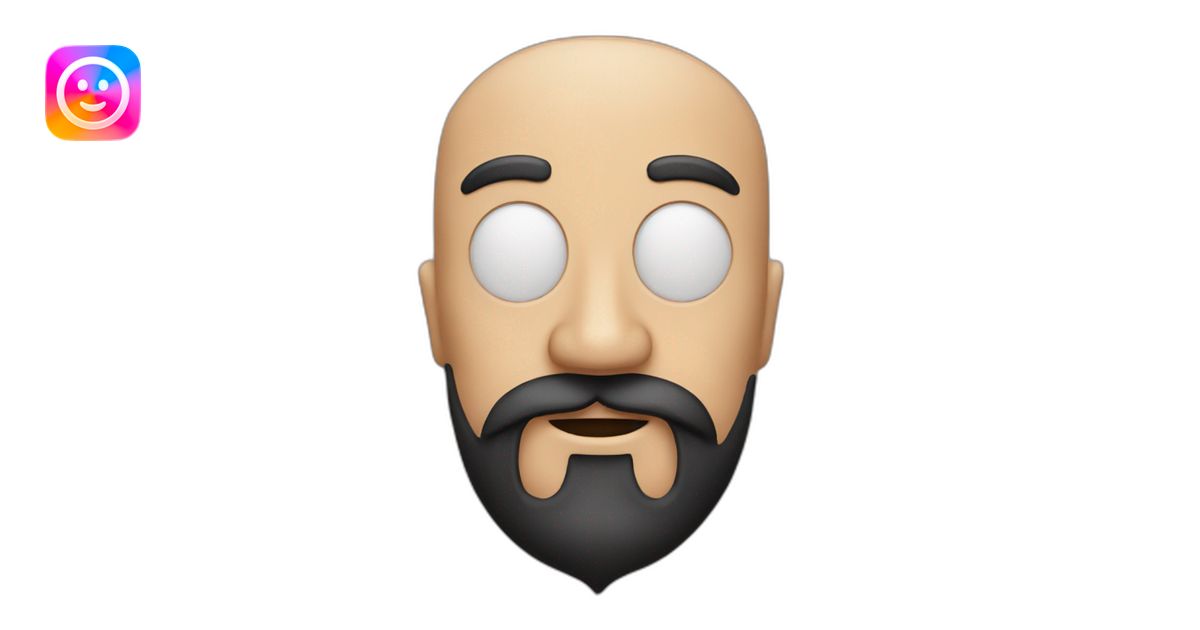 a bald smiley man with moustache and long black beard emoji | AI Emoji ...