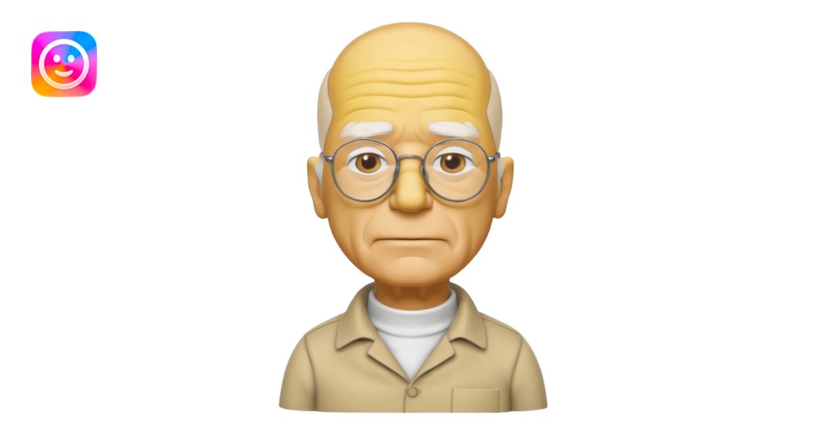 A 3D cartoon close-up of Grandpa Abe Simpson, yellow skin, bald head ...