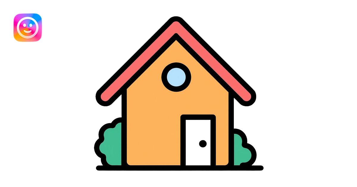 simple home house with roof and door icon | AI Emoji Generator