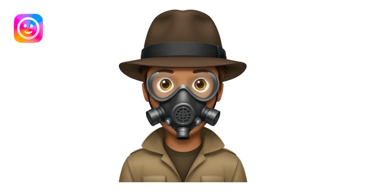 Male Hacker with a fedora with brown hair wearing a gasmask emoji | AI ...