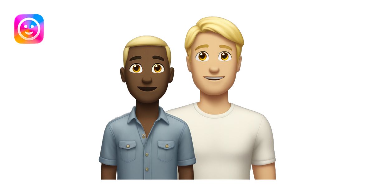 short blond guy standing next to tall blond guy emoji | AI Emoji Generator