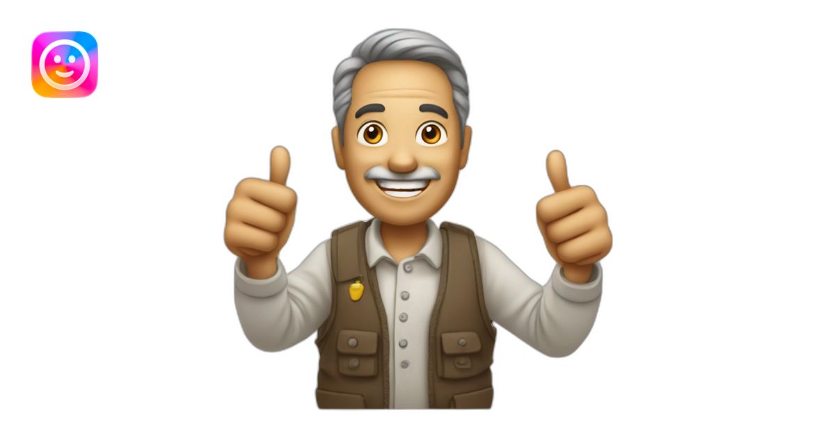 draw a man 50 years old who is smiling and holding png his thumb up ...