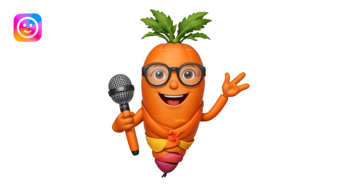 singing carrot wearing glasses with microphone emoji | AI Emoji Generator