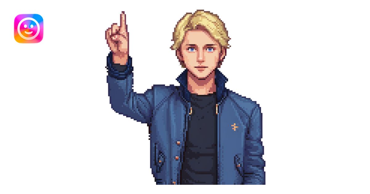 Flat pixel art, confident male leader, Caucasian, short neat blonde ...