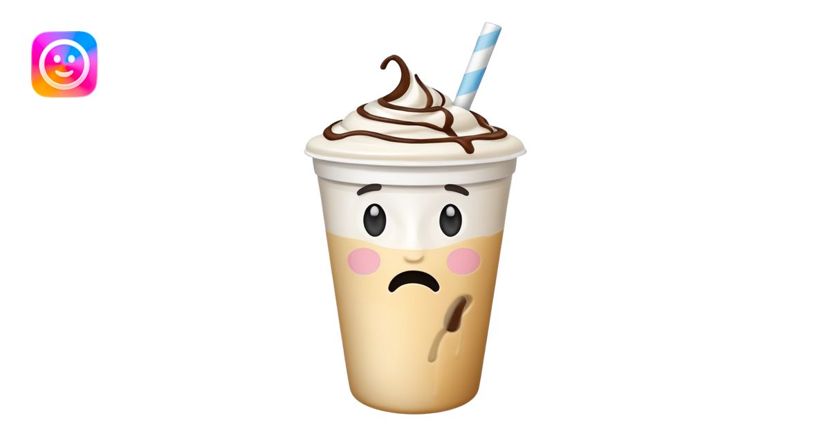 empty milkshake cup with a face and sad emoji | AI Emoji Generator
