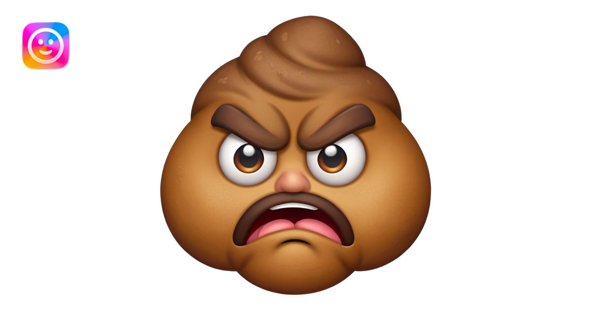 grumpy poop emoji with angry eyebrows emoji | AI Emoji Generator