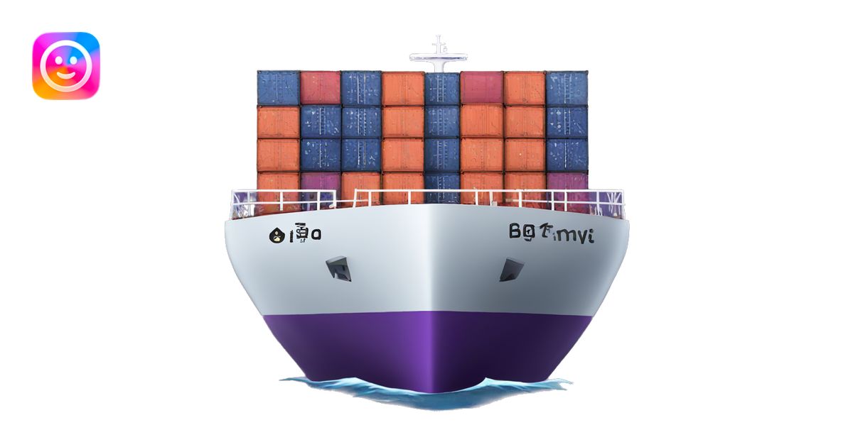 cargo ship with purple containe emoji | AI Emoji Generator