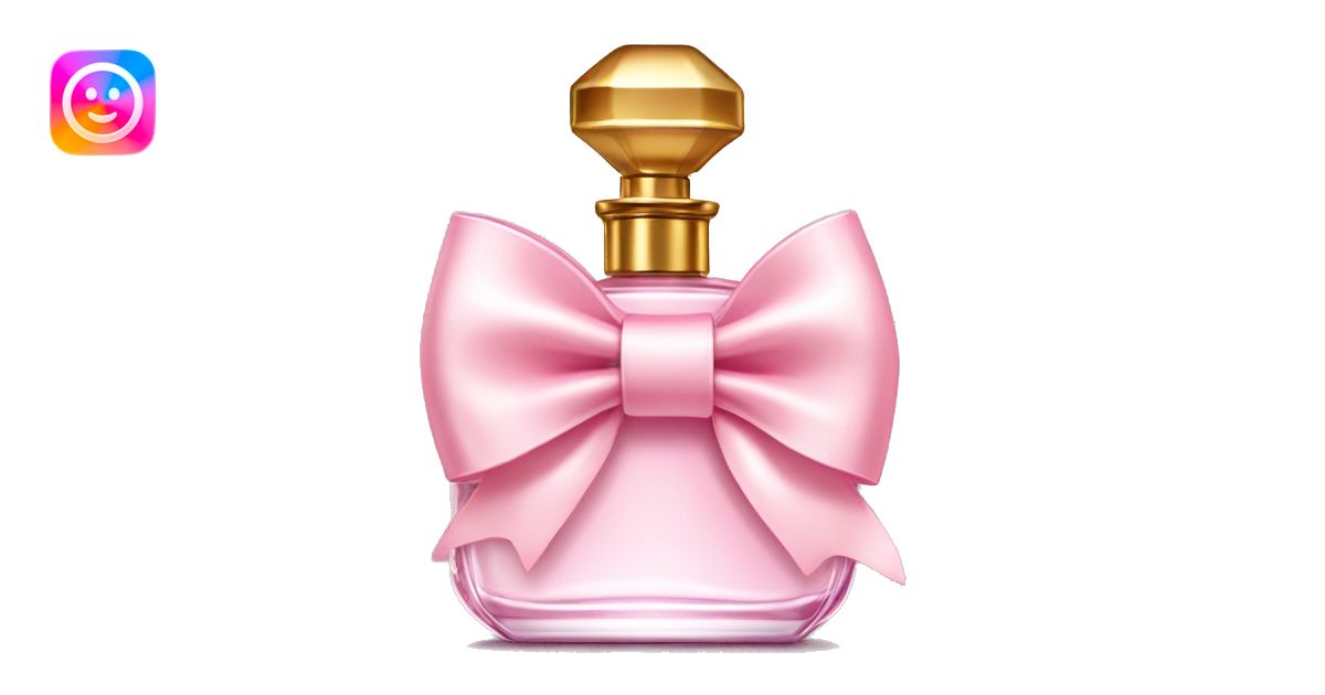 Light pink bow on a perfume bottle emoji | AI Emoji Generator