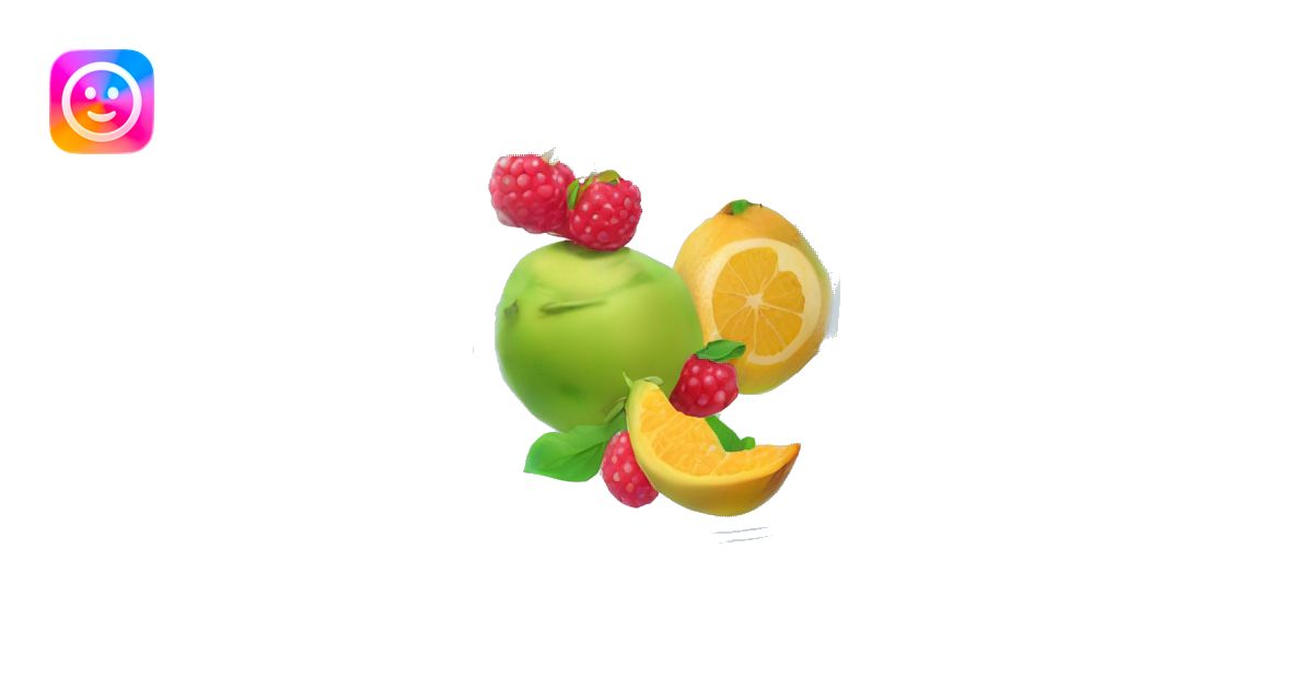 A bunch of fruit in a refreshing glass of water emoji | AI Emoji Generator