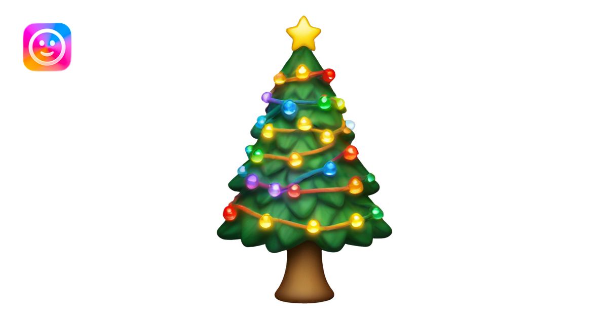 Christmas tree with rainbow string of lights emoji | AI Emoji Generator