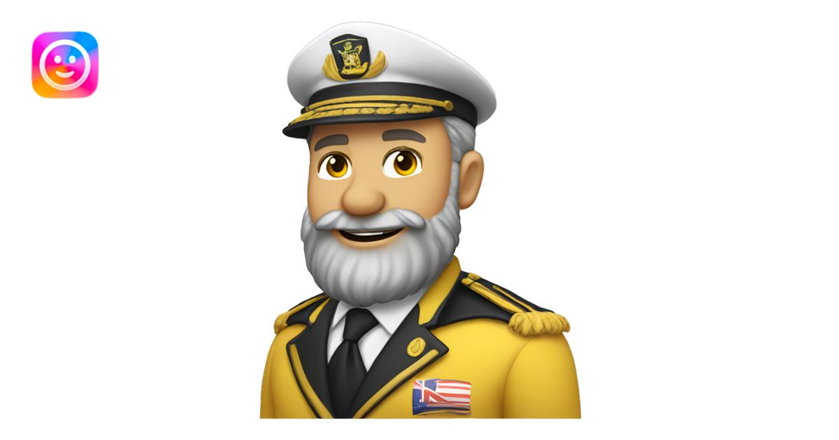 yellow classic emoji, yacht club captain, saluting, smiling, australian ...