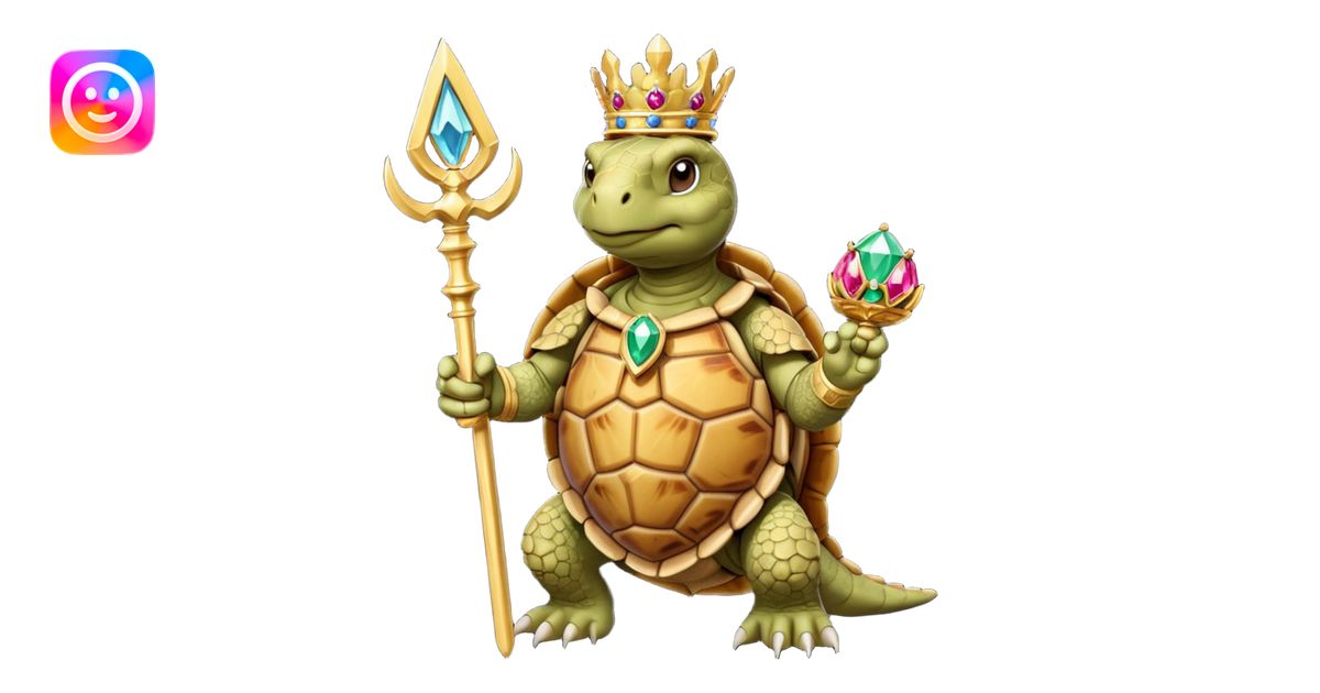 royal staff tortiose with scepter in left hand emoji | AI Emoji Generator