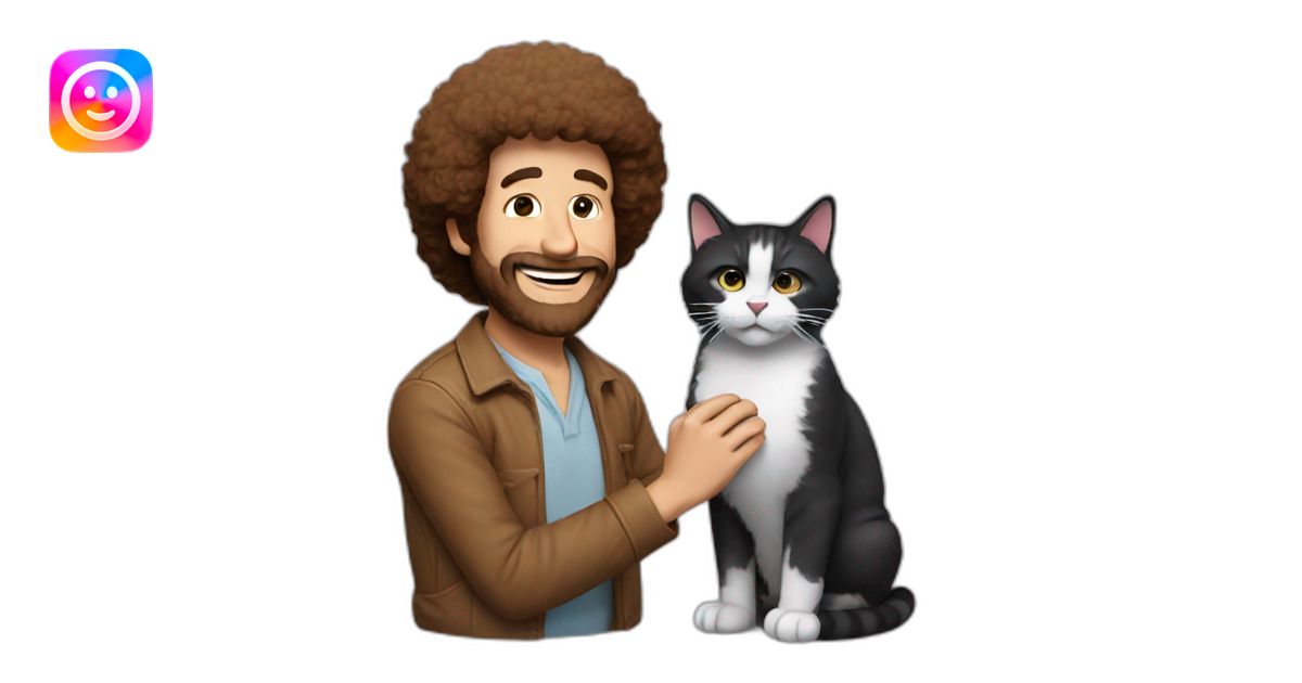 Bob ross with cat emoji | AI Emoji Generator