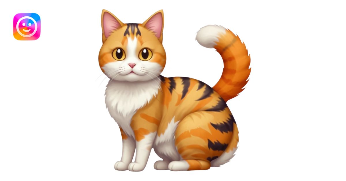 full body colourful calico tabby cat with skinny head and fat body with ...