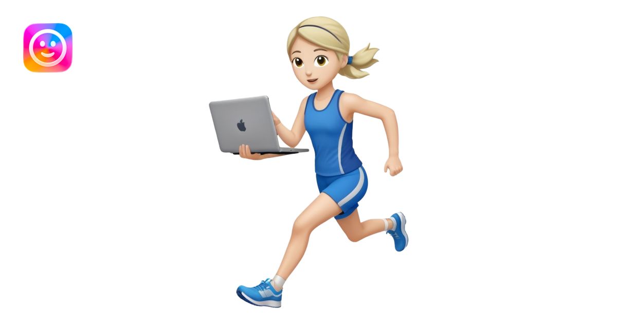 olive running holding a laptop emoji | AI Emoji Generator