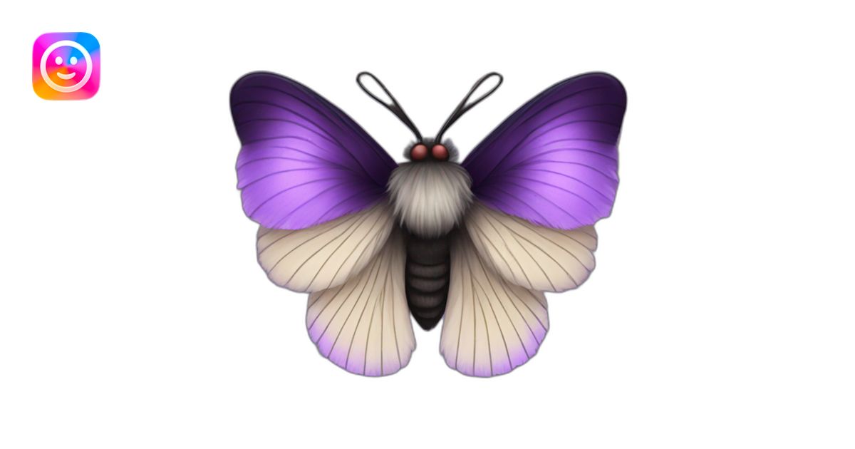 Black and purple fluffy moth emoji | AI Emoji Generator