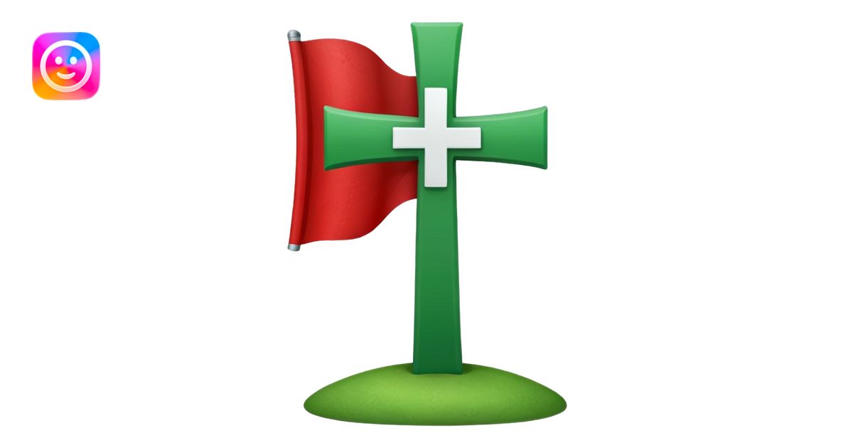 hacme un emoji de una vandera con el fondo rojo que tenca una cruz ...