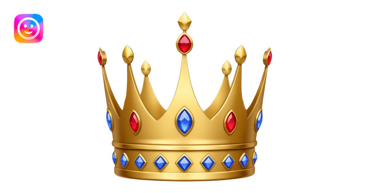 crown emoji, simple, gold, shiny, with red and blue jewels emoji | AI ...