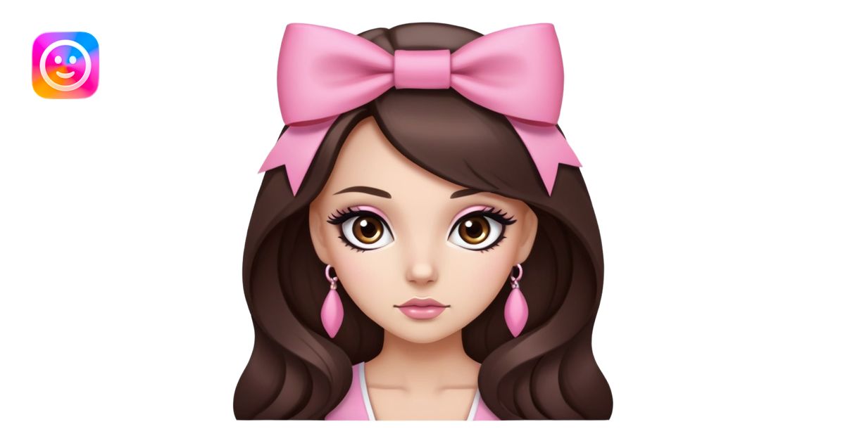 pretty pink bow long hair brunette baddie with eyeliner and brown eyes ...