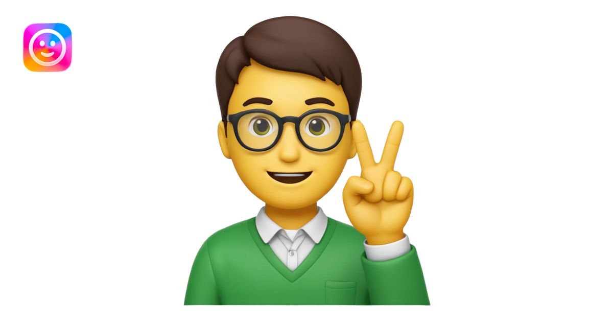 a normal emoji with nerd face and a finger upp with greenscreen emokjin ...