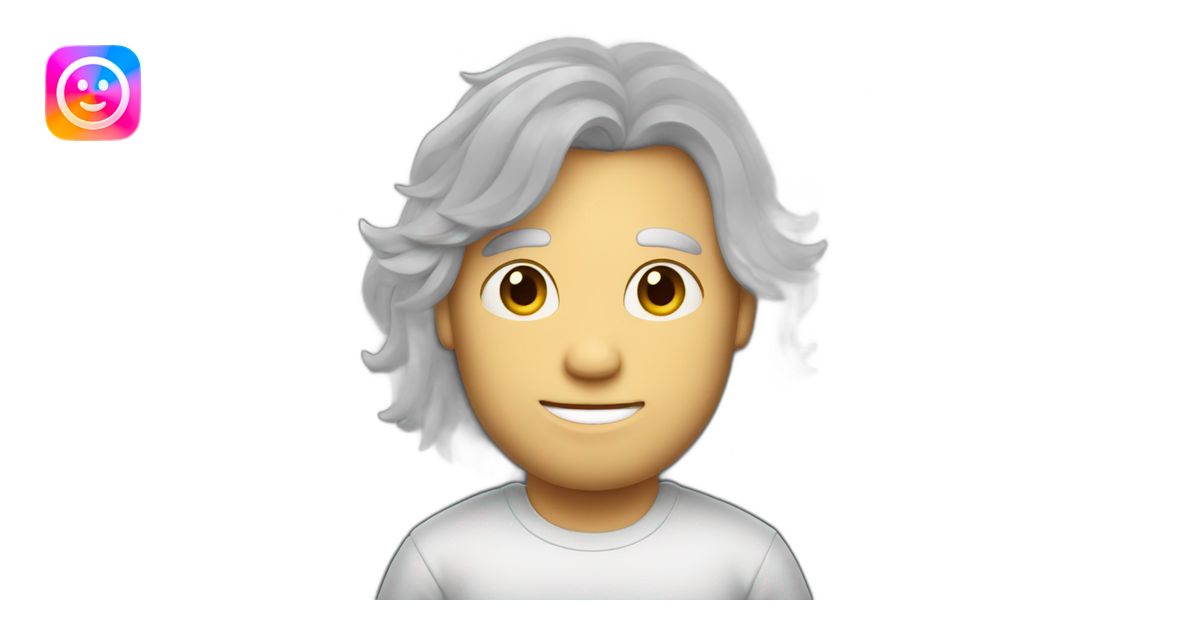 Man with a mid long withe hair with a pencil emoji | AI Emoji Generator