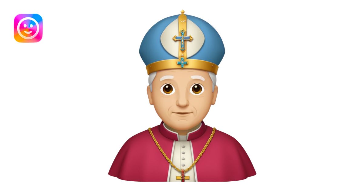 expressive emoji-style icon of Pope Leo XIV, simplified, bold outlines ...
