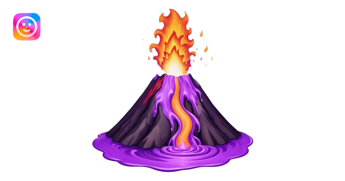 A volcano errupting only with a pure purple liquid and purple fire ...