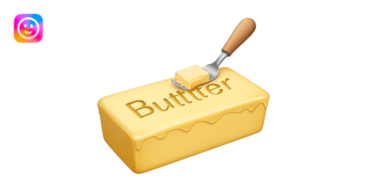 Create an image with butter and text in front that says butter emoji ...