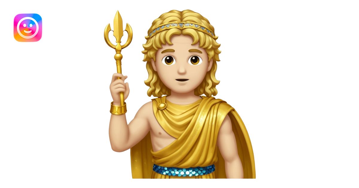 Mercury from Roman Deities with long gold wavy hair, gold sequin toga ...