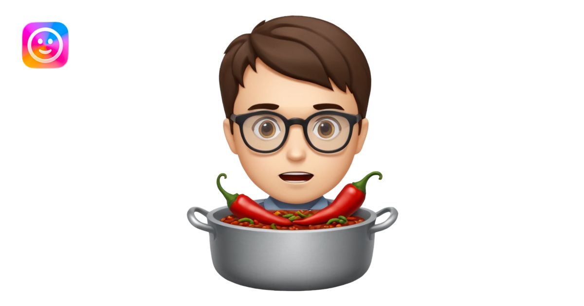 Charlie Kirk in a pot of chili emoji | AI Emoji Generator