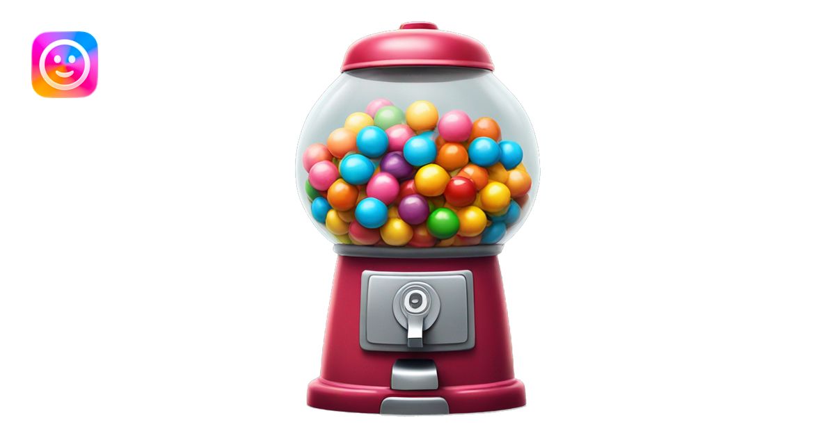 Realistic gumball machine with colorful gumball inside of it. emoji ...