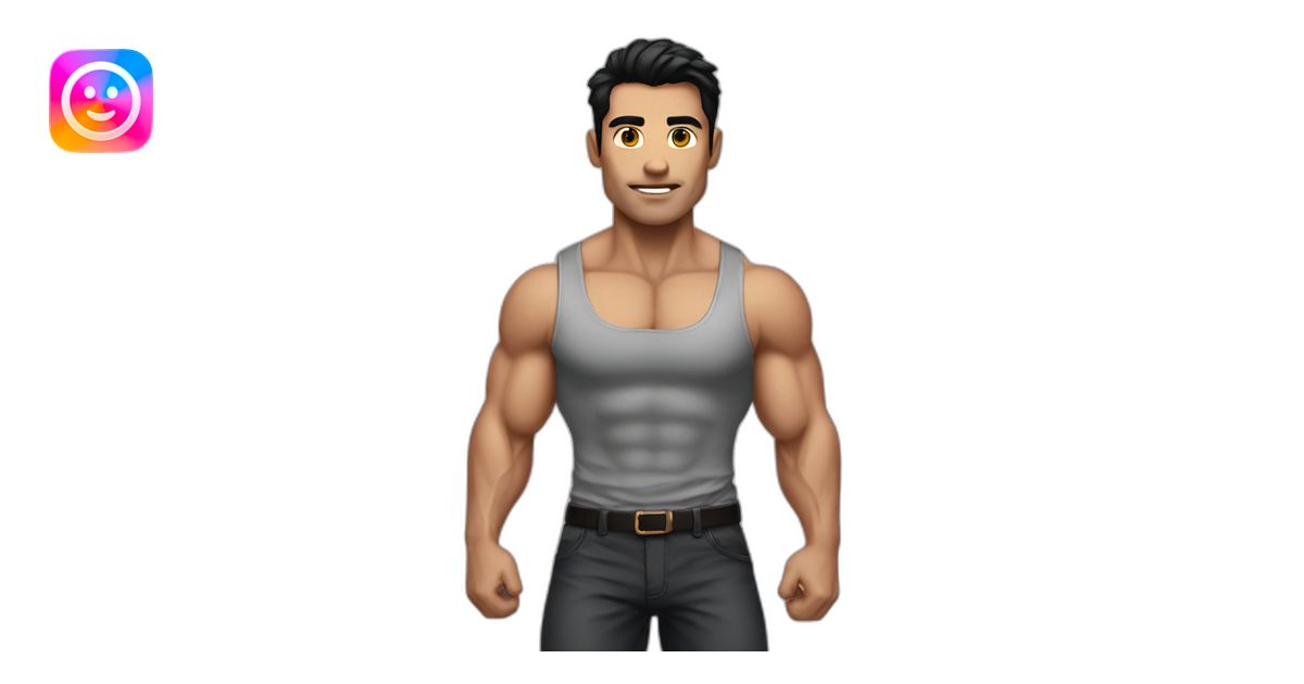 muscle-man-black-hair emoji | AI Emoji Generator