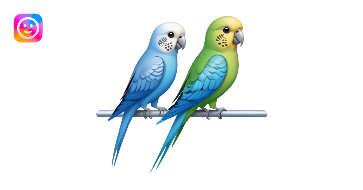 Pair of parakeets, one silver, and one blue emoji | AI Emoji Generator