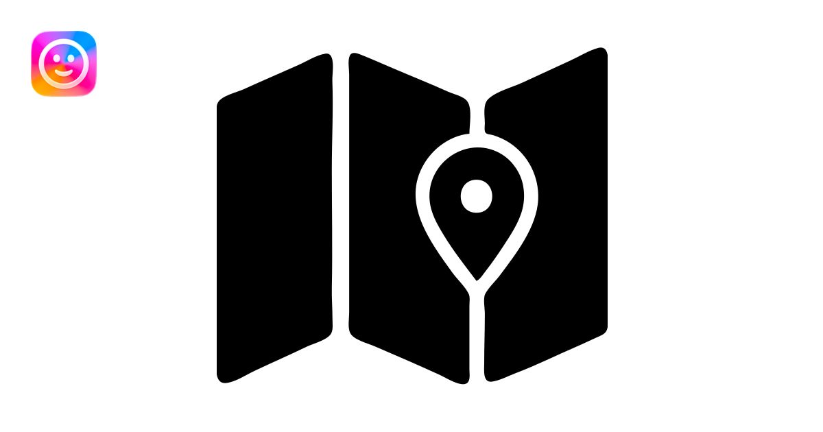 map icon, bold, minimal, solid black filled style icon | AI Emoji Generator
