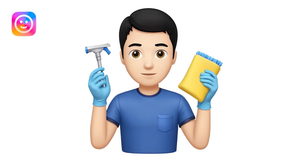 BLACK HAIR LIGHT SKIN MAN cleaning the toilet emoji | AI Emoji Generator