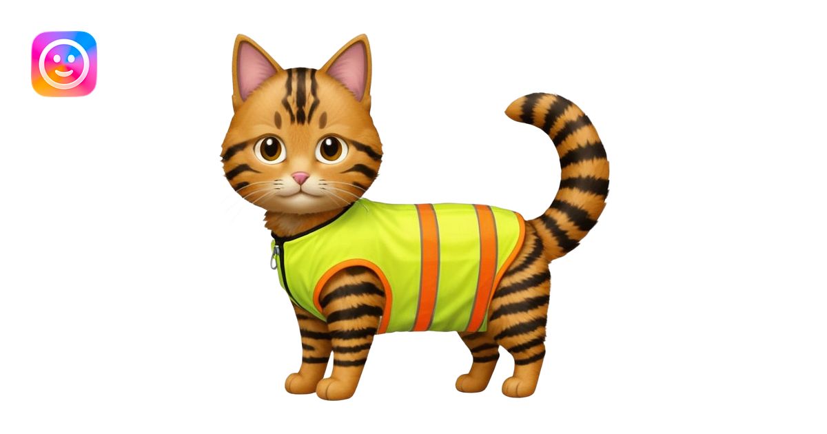 tabby cat in hi-vis clothing facing right emoji | AI Emoji Generator