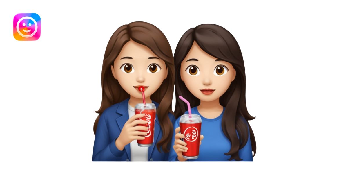 Two girls drinking they’re both Asian but one has wavy brown hair and ...