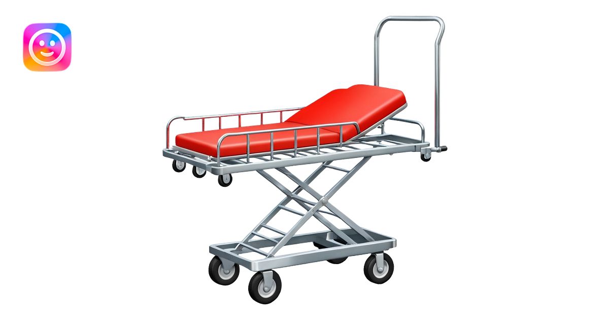 An open-back stretcher trolley being loaded into the ambulance bay ...