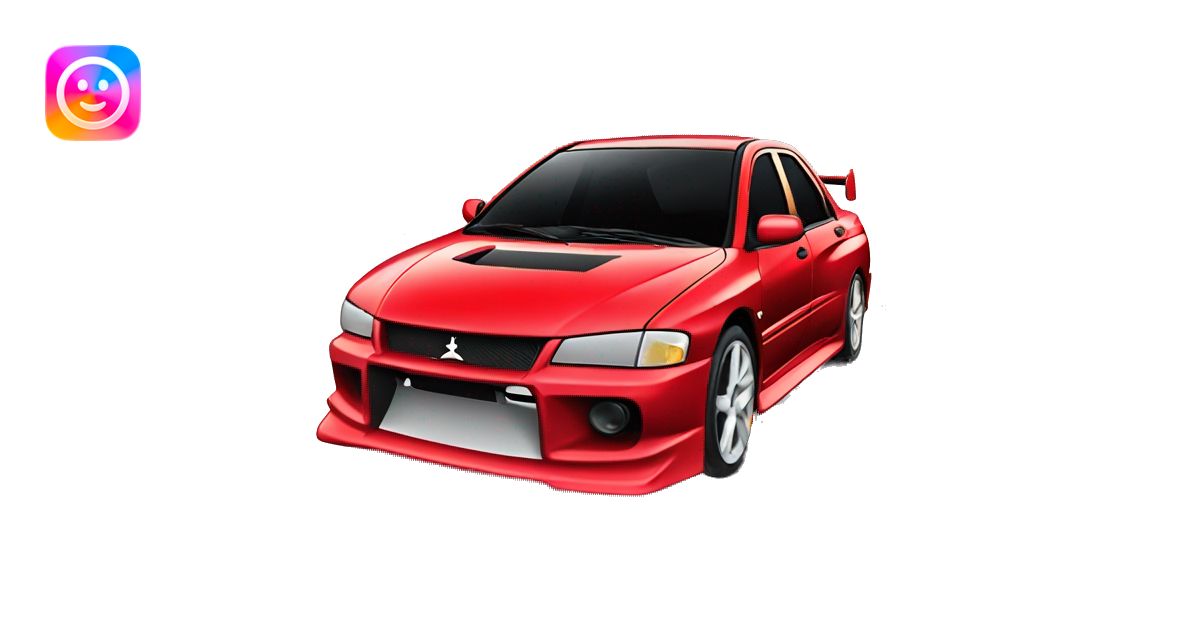 Red Mitsubishi lancer evolution 8 car emoji | AI Emoji Generator