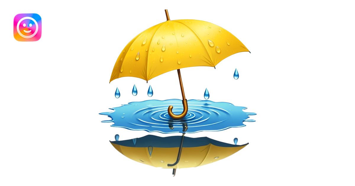 Yellow umbrella in puddle reflection, Lost Umbrella. emoji | AI Emoji ...
