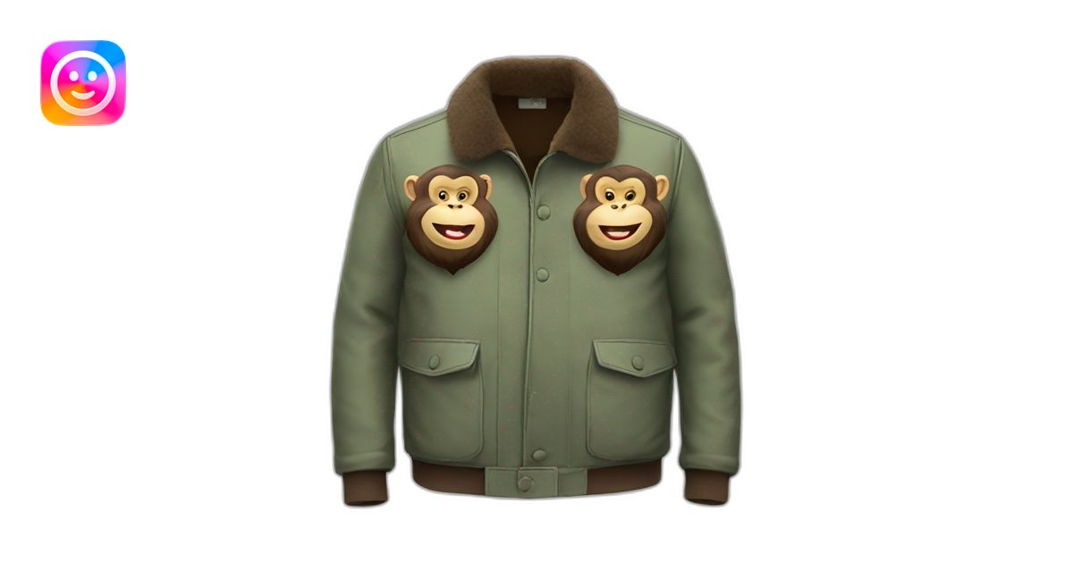 3 old fat happy monkeys jackets open emoji | AI Emoji Generator