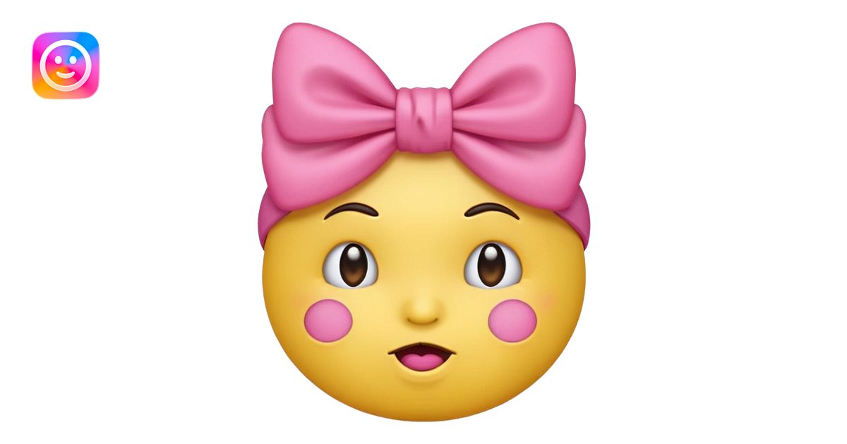 Pouting yellow face emoji with pink bow on head emoji | AI Emoji Generator