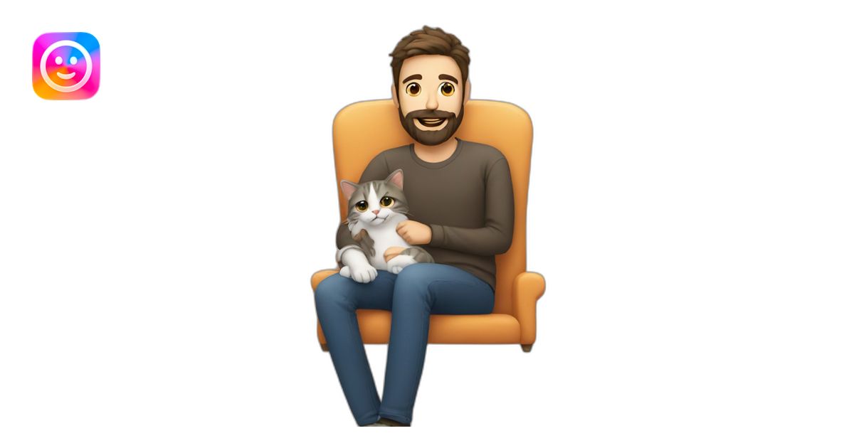 man with beard with cat on lap emoji | AI Emoji Generator