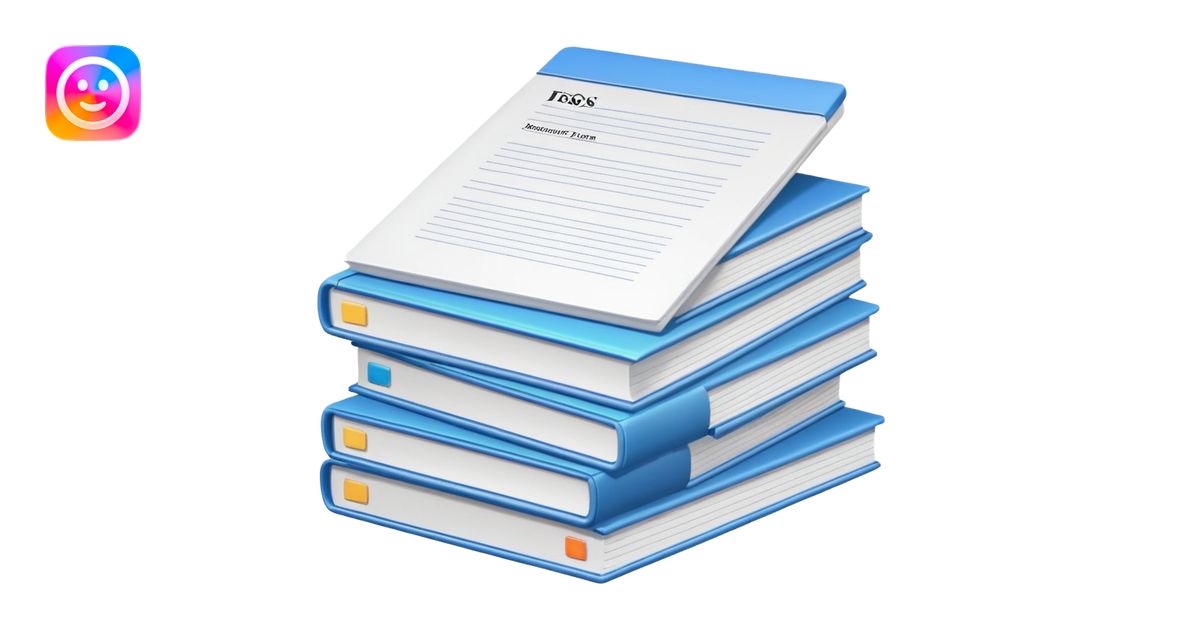 realistic stack of documents with title page emoji | AI Emoji Generator