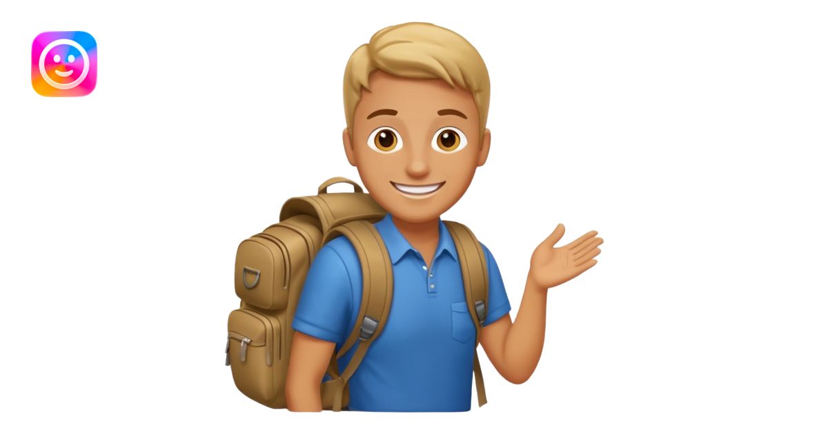 foreign tour guide with bagpack emoji | AI Emoji Generator