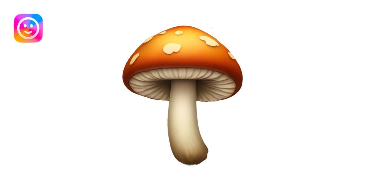 Mushroom with fall leaves on it emoji | AI Emoji Generator