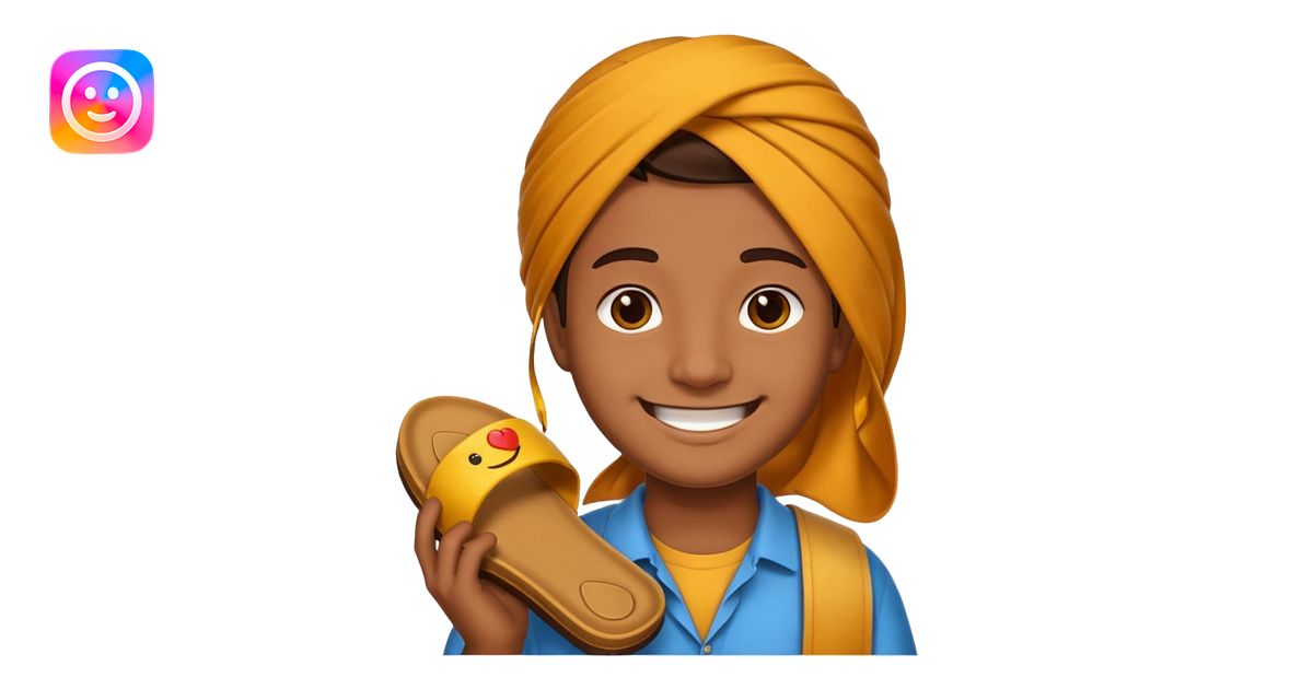 Smile, emoji, holding a chappal emoji | AI Emoji Generator