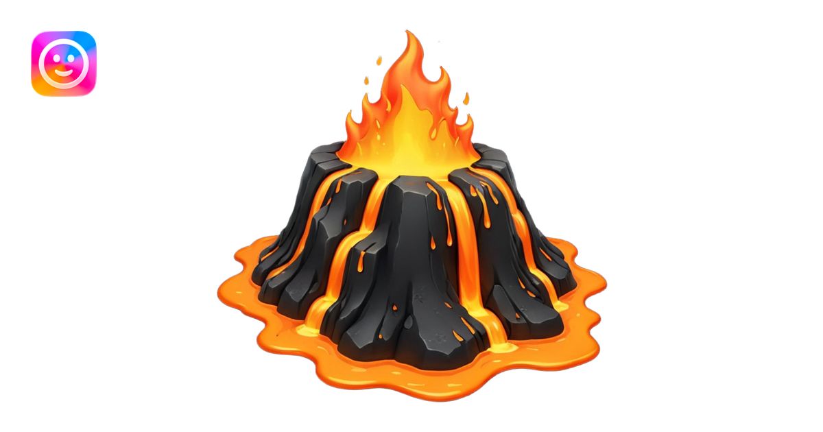A lava flow spilling slowly over blackened rocks. emoji | AI Emoji ...
