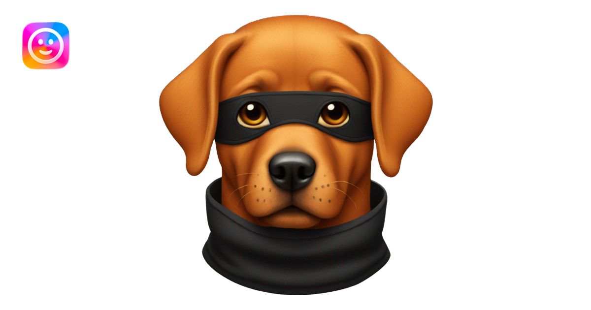ORANGE dog with BLACK balaclava emoji | AI Emoji Generator